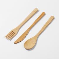 China Travel Organic Bamboo Spoon Fork Chopsticks Flatware Utensil Cutlery Set In Pouch for sale