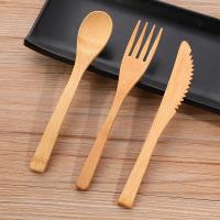 China Disposable Portable Organic Bamboo Spoon Fork Chopsticks Set Cloth Bag Packing for sale