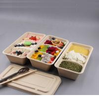 China Bagasse Fiber Biodegradable Containers With Lids For Takeout Parties for sale