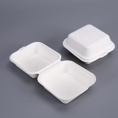 China 6 Inches Sugarcane Burger Bagasse Take Away Lunch Box Biobased Biodegradable for sale