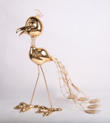 China ODM Metal Peacock Garden Ornament Golden Bird Sculpture 80 Day Lead Time Custom Handmade Design for sale