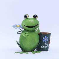 China Lightweight Metal Frog Garden Ornament Bucket - Weatherproof Outdoor Decor in Various Sizes and Colors for sale