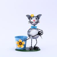 China Recycled Metal Cat Garden Ornament with Vase - Handcrafted Outdoor Decor Lasting 2+ Years, Custom Sizes Available for sale