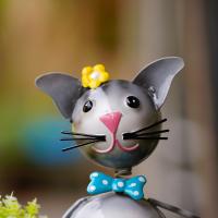 China Recycled Metal Cat Garden Ornament with Vase - Handcrafted Outdoor Decor Lasting 2+ Years, Custom Sizes Available for sale