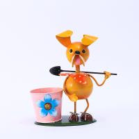 China Handcrafted Metal Dog Garden Ornaments with Plant Bucket - 2-Year Outdoor Durability and Custom ODM/OEM Options for sale