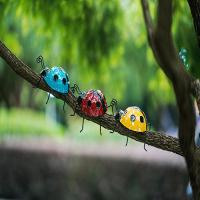 China Metal Garden Ornaments Metal Crafts Blue Ladybug Tree Decoration for sale