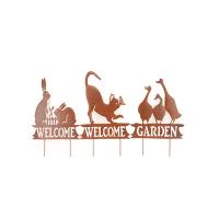 China Metal Garden Stake Decor Silhouette Statues - Rabbit, Cat & Duck Designs with Weatherproof Rust Finish - 1000pcs MOQ for sale