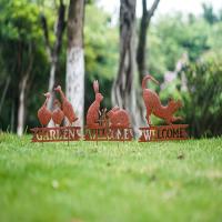 China Metal Garden Stake Decor Silhouette Statues - Rabbit, Cat & Duck Designs with Weatherproof Rust Finish - 1000pcs MOQ for sale