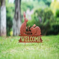 China Metal Garden Stake Decor Silhouette Statues - Rabbit, Cat & Duck Designs with Weatherproof Rust Finish - 1000pcs MOQ for sale