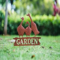 China Metal Garden Stake Decor Silhouette Statues - Rabbit, Cat & Duck Designs with Weatherproof Rust Finish - 1000pcs MOQ for sale