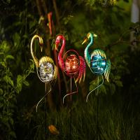 China Solar Powered Pink Flamingo Garden Statue with 100mAh Battery and 6-8 Hour LED Lighting - IP44 Waterproof Outdoor Decor for sale