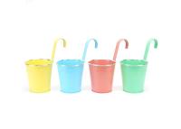 China Metal Garden Ornaments 4 Pack Round Metal Planter Pot With Handles for sale