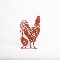 China Metal Animal Garden Ornament Metal Silhouette Garden Stakes, Hen And Chick for sale