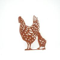 China Metal Animal Garden Ornament Metal Silhouette Garden Stakes, Hen And Chick for sale