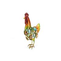 China Metal Garden Handicrafts Coloured Glaze Stone Cock Decor Yard Art Ornaments for sale