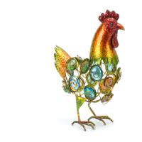 China Metal Garden Handicrafts Coloured Glaze Stone Cock Decor Yard Art Ornaments for sale