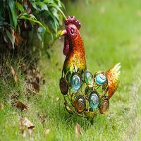 China Metal Garden Handicrafts Coloured Glaze Stone Cock Decor Yard Art Ornaments for sale