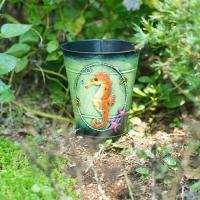 China Round Flower Pot Metal Garden Ornaments Decorative Mediterranean Style for sale