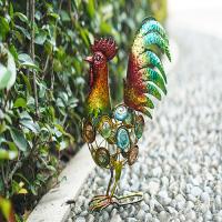 China Metal Garden Cock Roosters Ornaments Crafts Decor For Courtyard Outdoor Statue for sale