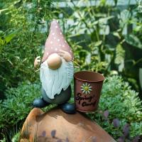 China Modern Metal Gnome with Planter Pot - Rustproof Garden Ornament, Custom Sizes, 100pcs MOQ for sale