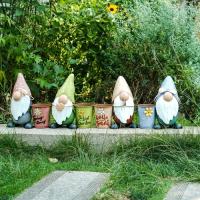 China Modern Metal Gnome with Planter Pot - Rustproof Garden Ornament, Custom Sizes, 100pcs MOQ for sale