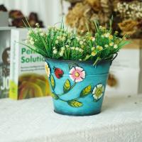 China Round Metal Flower Pot Decoration Indoor / Outdoor Garden Metal Ornaments for sale
