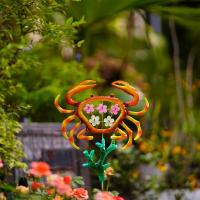 China Crab / Coral Metal Garden Ornaments Colorful Metal Flower Decor for sale