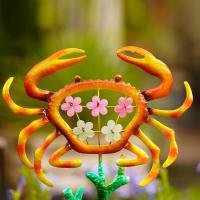 China Crab / Coral Metal Garden Ornaments Colorful Metal Flower Decor for sale