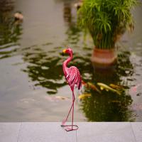 China Multiple Metal Flamingo Garden Decor Lifelike Metal Flamingo Yard Art for sale
