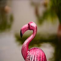 China Classical Metal Bird Lawn Ornaments Standing Flamingo Metal Garden Ornament for sale