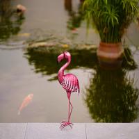 China Classical Metal Bird Lawn Ornaments Standing Flamingo Metal Garden Ornament for sale