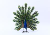 China Gorgeous Metal Yard Ornaments Eye Catching Metal Peacock Statue Colorful for sale