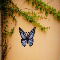 China 3D Metal Hanging Butterfly Wall Decor - 3-Pack Multicolor Iron Garden Art with Rust Protection for sale