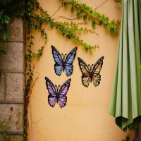 China 3D Metal Hanging Butterfly Wall Decor - 3-Pack Multicolor Iron Garden Art with Rust Protection for sale