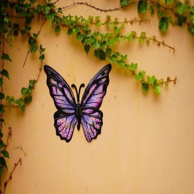 China 3D Metal Hanging Butterfly Wall Decor - 3-Pack Multicolor Iron Garden Art with Rust Protection for sale