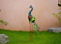 China Sturdy Yard Metal Peacock Decor Garden Statue For Outdoor Bird Lawn for sale