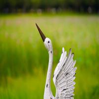 China Creative Metal Crane Bird Lawn Art Lifelike And Weatherproof for sale