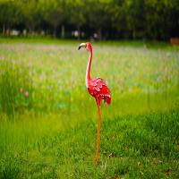 China Outdoor Metal Flamingo Yard Decor Lawn Flamingo Metal Statue for sale