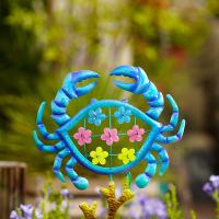 China Animal Crab Metal Yard Ornaments For Home Decoration Easy Installation for sale