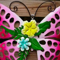 China OEM / ODM Outdoor Metal Butterfly Garden Wall Art Rustproof Customized for sale
