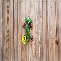 China Colorful Outdoor Metal Lizard Wall Art - Weatherproof Iron Gecko Decor in Small & Medium Sizes for sale