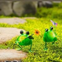 China OEM / ODM Metal Garden Frog Ornaments Animals Rustproof Artistic for sale