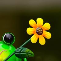 China OEM / ODM Metal Garden Frog Ornaments Animals Rustproof Artistic for sale