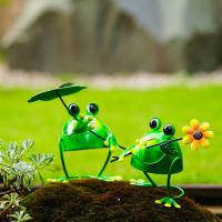 China OEM / ODM Metal Garden Frog Ornaments Animals Rustproof Artistic for sale