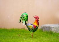 China Decorative Metal Rooster Decor Outdoor Metal Rooster Yard Art for sale