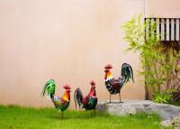 China Decorative Metal Rooster Decor Outdoor Metal Rooster Yard Art for sale