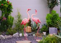 China Metal Pink Flamingo Garden Ornament Set of 2 - Steel Construction with Weather-Resistant Finish for Outdoor Decoration for sale