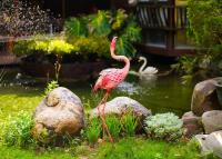 China Metal Pink Flamingo Garden Ornament Set of 2 - Steel Construction with Weather-Resistant Finish for Outdoor Decoration for sale
