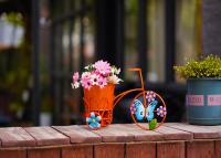 China Various Color Design Metal Bicycle Shape Garden Pot Home Decoration for sale