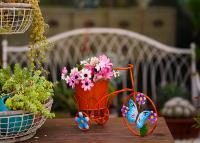 China Various Color Design Metal Bicycle Shape Garden Pot Home Decoration for sale